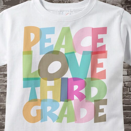 Peace Love Third Grade PNG Back to School Elementary - Etsy