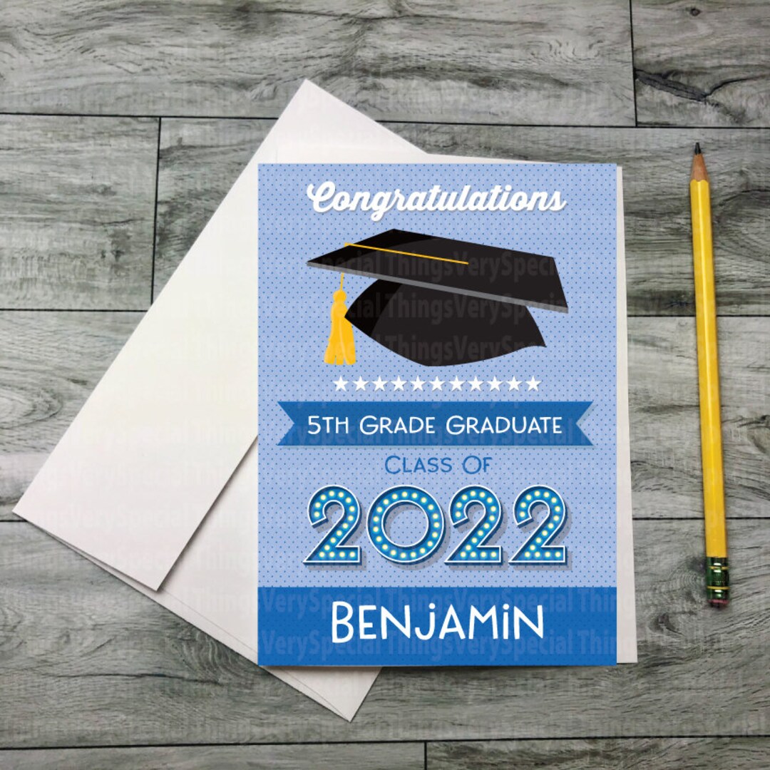 5th Grade Graduation Card, Personalized Eighth Grade Graduation Card ...