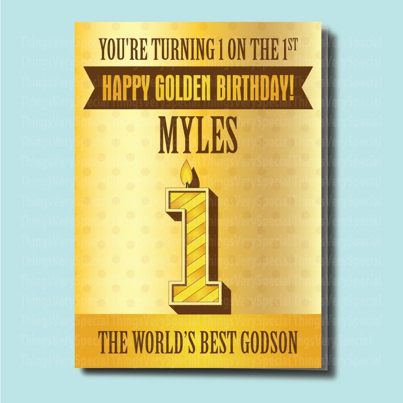 Golden Birthday Card for 1 Year Old Godson 1st Golden - Etsy