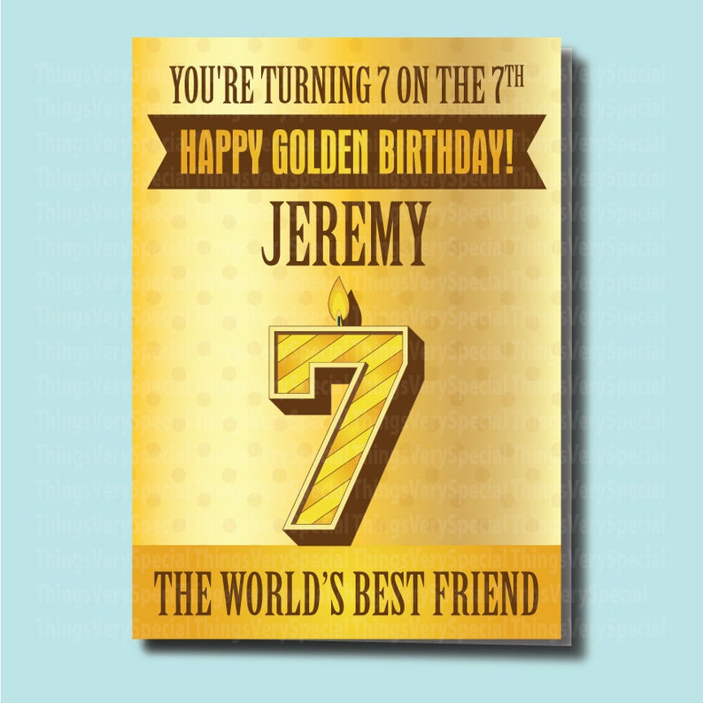 Golden Birthday Card for 7 Year Old Friend 7th Golden - Etsy