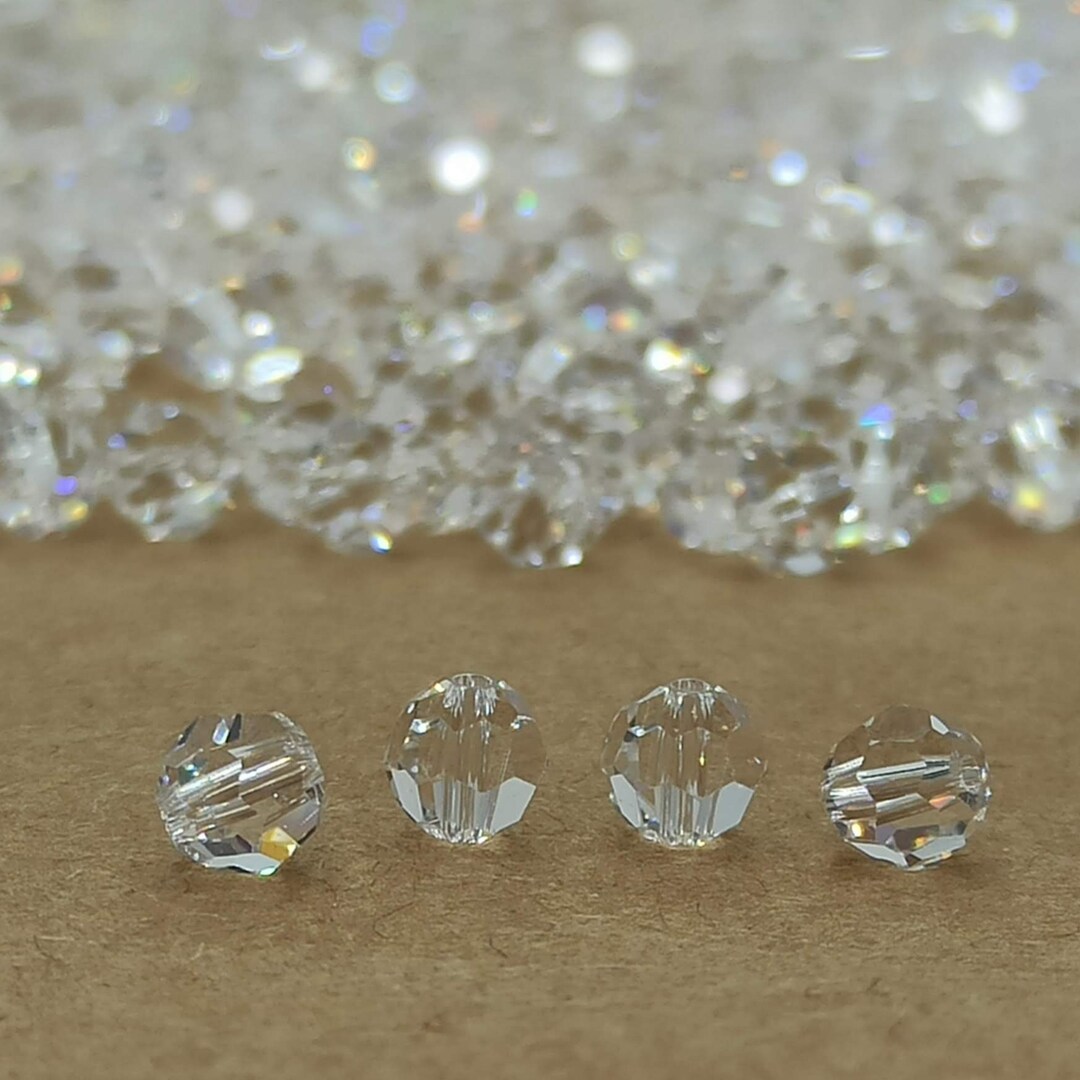 Swarovski Crystal Beads: Clear Round Cut, Jewelry Making Supplies - Etsy