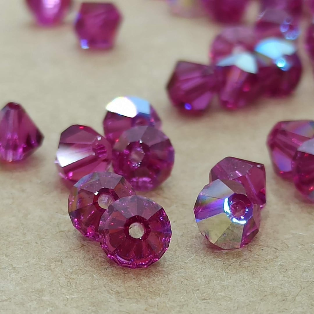 Swarovski Fuschia AB Crystal Beads: Bicone Cut, 3-8mm - Etsy