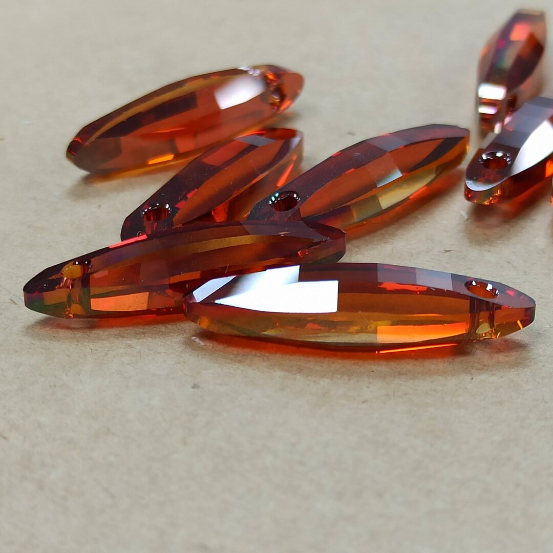 Swarovski Red Magma Crystal Ellipse Pendant, Jewelry Making (32mm) - Etsy