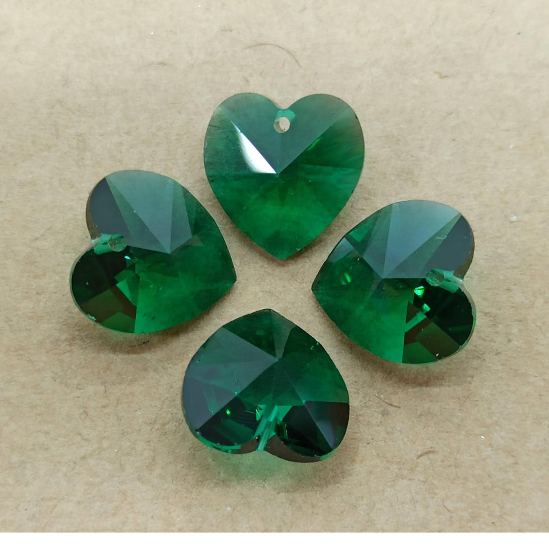 Swarovski Emerald Green Heart Crystal Pendant Beads, Heart Shape Beads ...