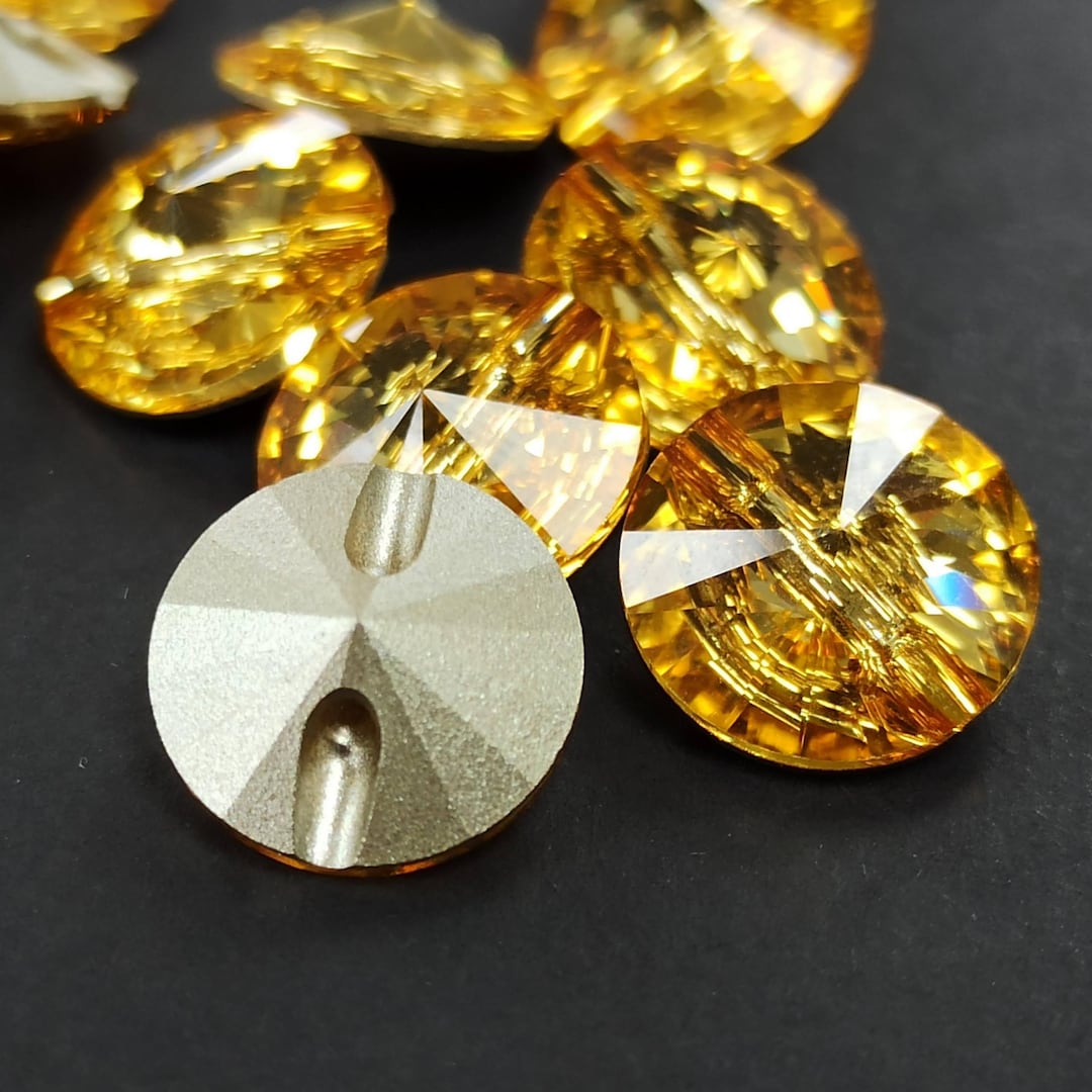 Swarovski Golden Topaz Rivoli Crystal Button: 10mm or 12mm - Etsy