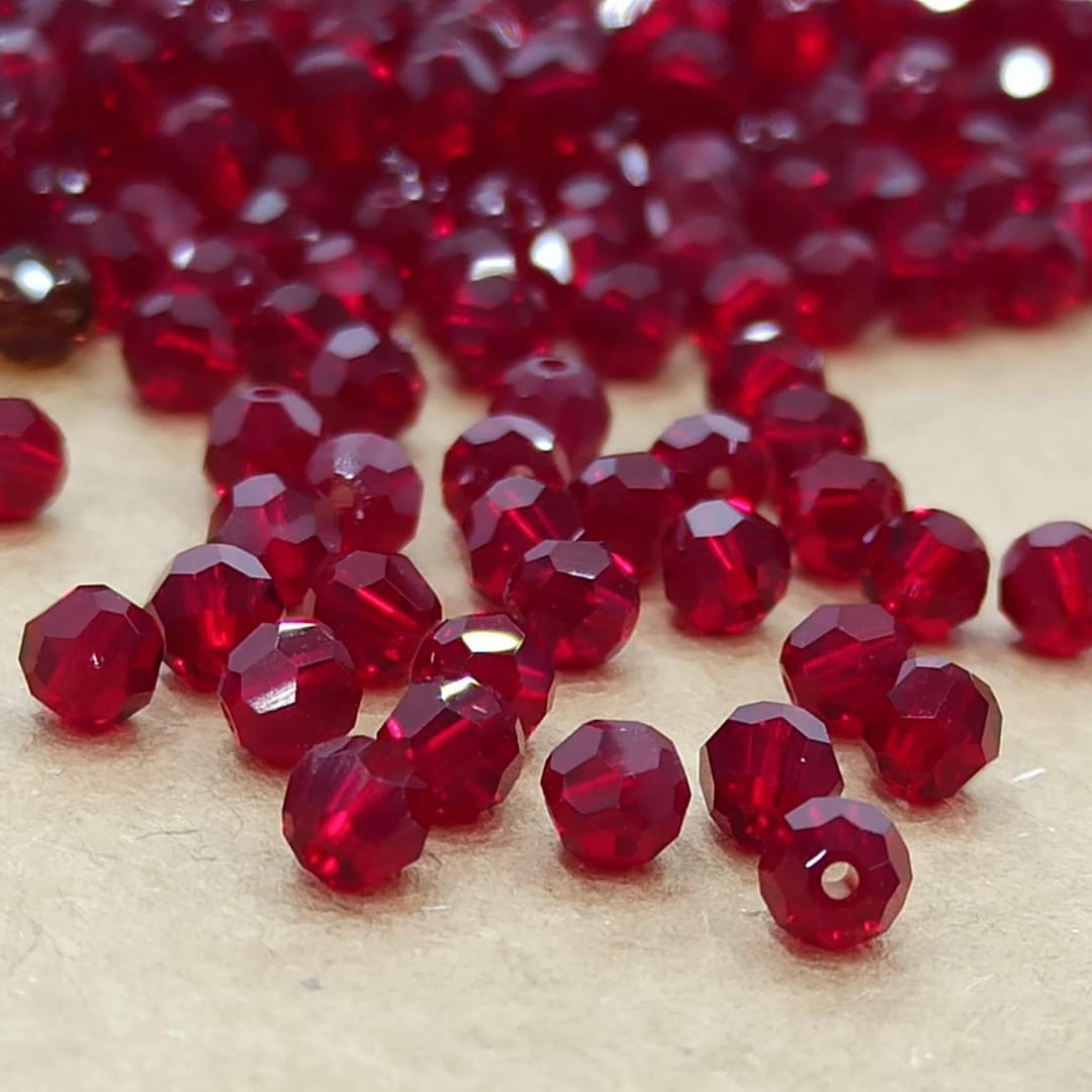 Swarovski Siam Crystal Beads: 4mm Round Red Glass Beads - Etsy