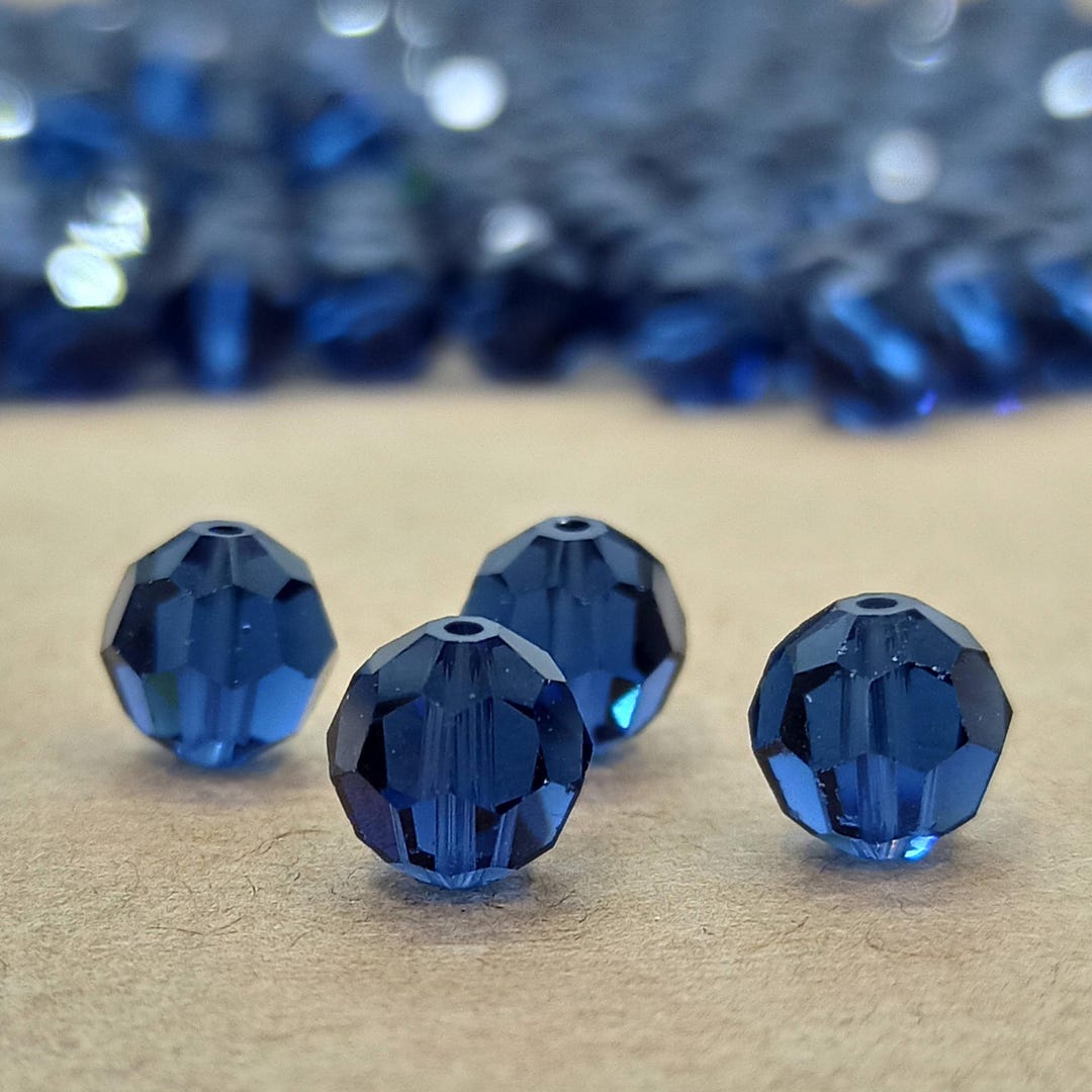 Swarovski Round Dark Sapphire Crystal Beads, Dark Blue Crystal, 8mm ...