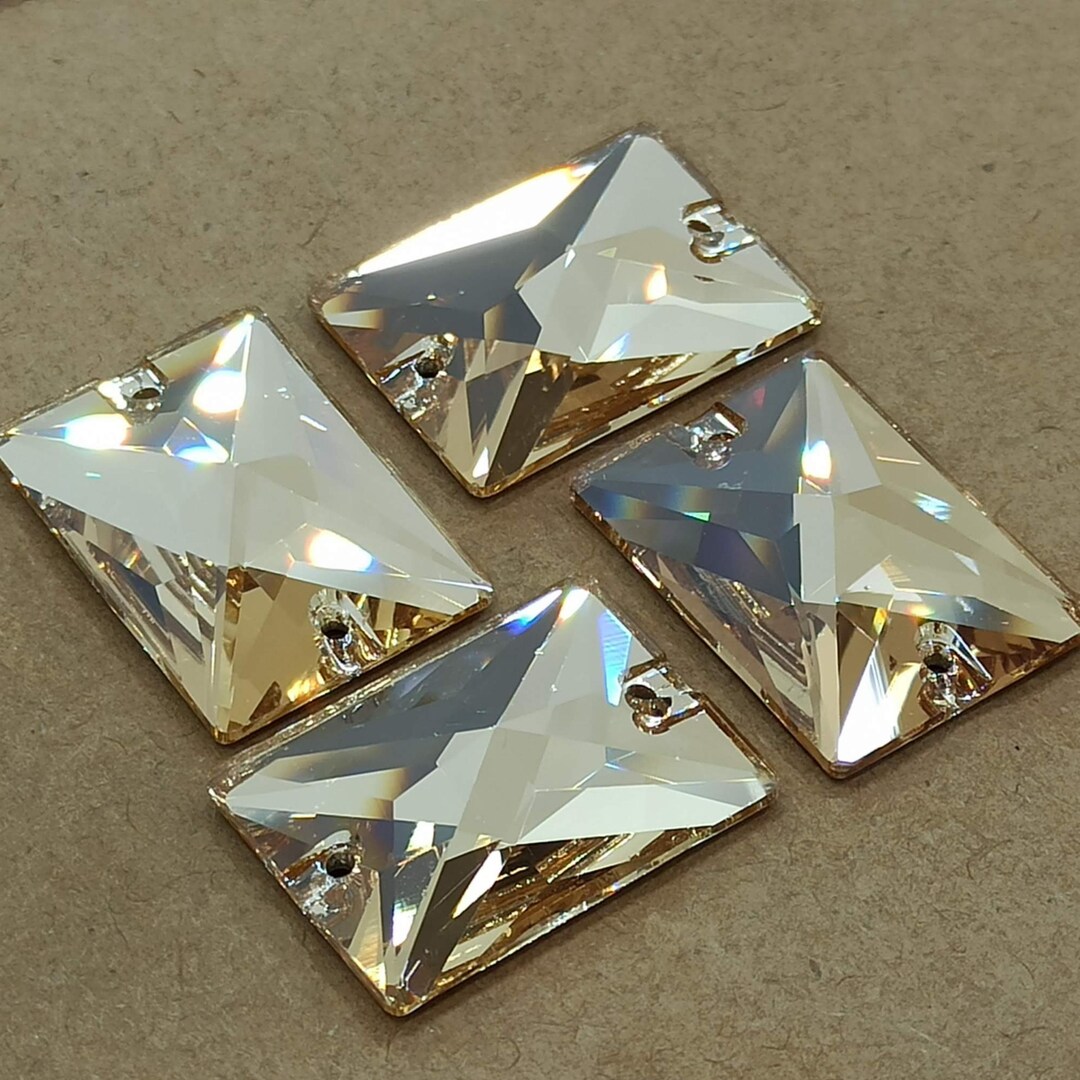 Preciosa Rectangle Golden Sew on Crystal Stone, Czech Glass Beads, Sew ...