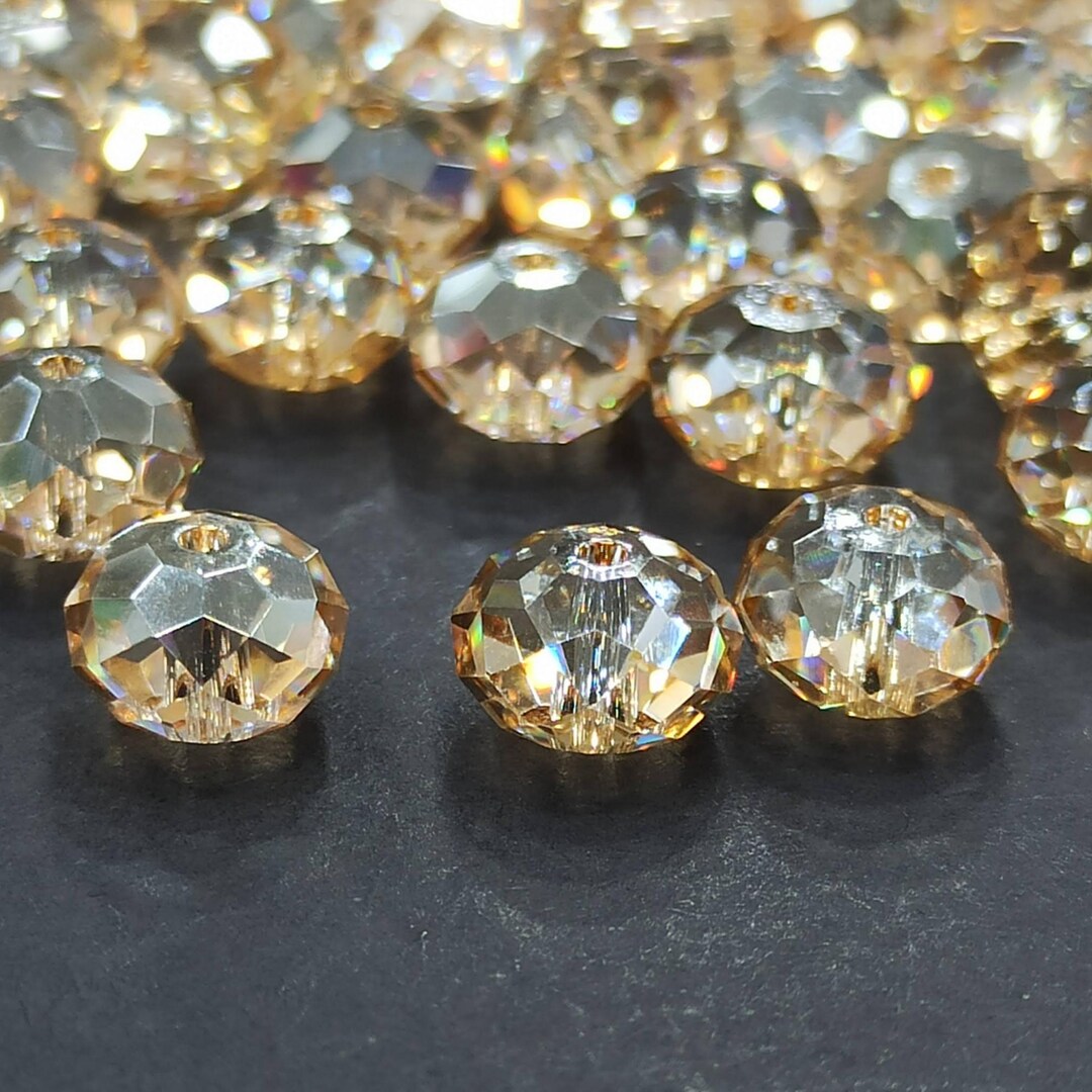 Swarovski Briolette Crystal Beads: Golden Shadow Rondelle, 8mm - Etsy
