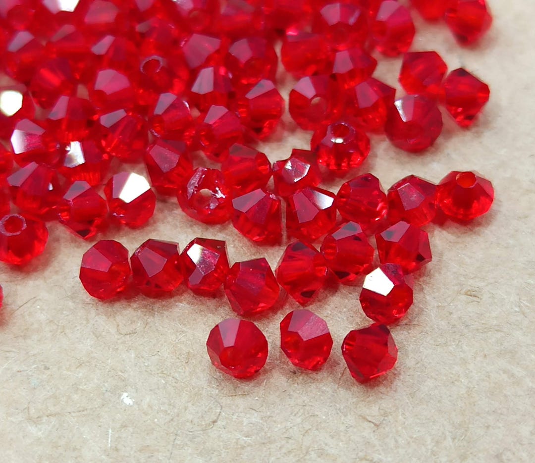 Swarovski Light Siam Crystal Bicone Beads: Red Jewelry Making Crystals ...