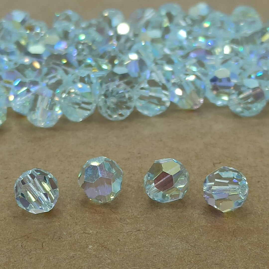 Swarovski Light Azore Ab Round Crystal Bead, Blue Ab Crystal, Light ...