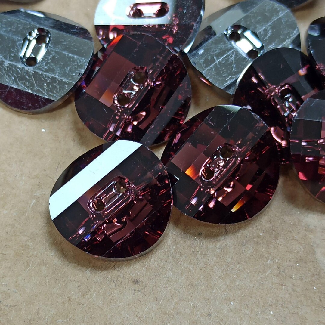 Swarovski 3016 Burgundy Round 2 Hole Crystal Button, Dark Red Button ...