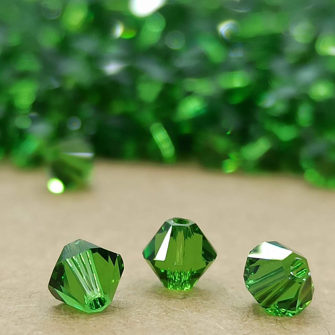 Swarovski Fern Green Crystal Bicone Beads: Jewelry Making Supplies - Etsy