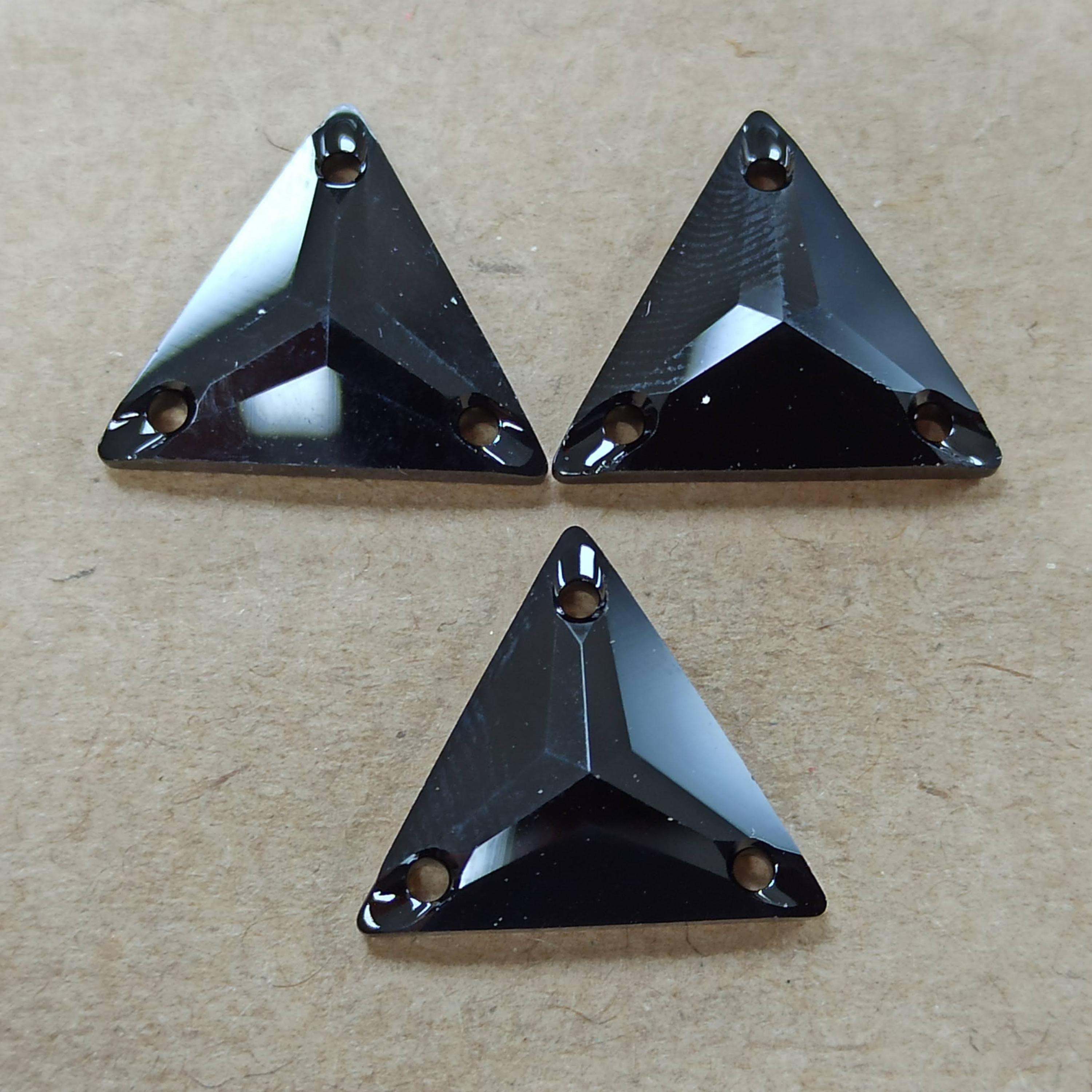 Swarovski Jet Black Triangle Sew-on Crystal Rhinestone 16mm, Triple ...