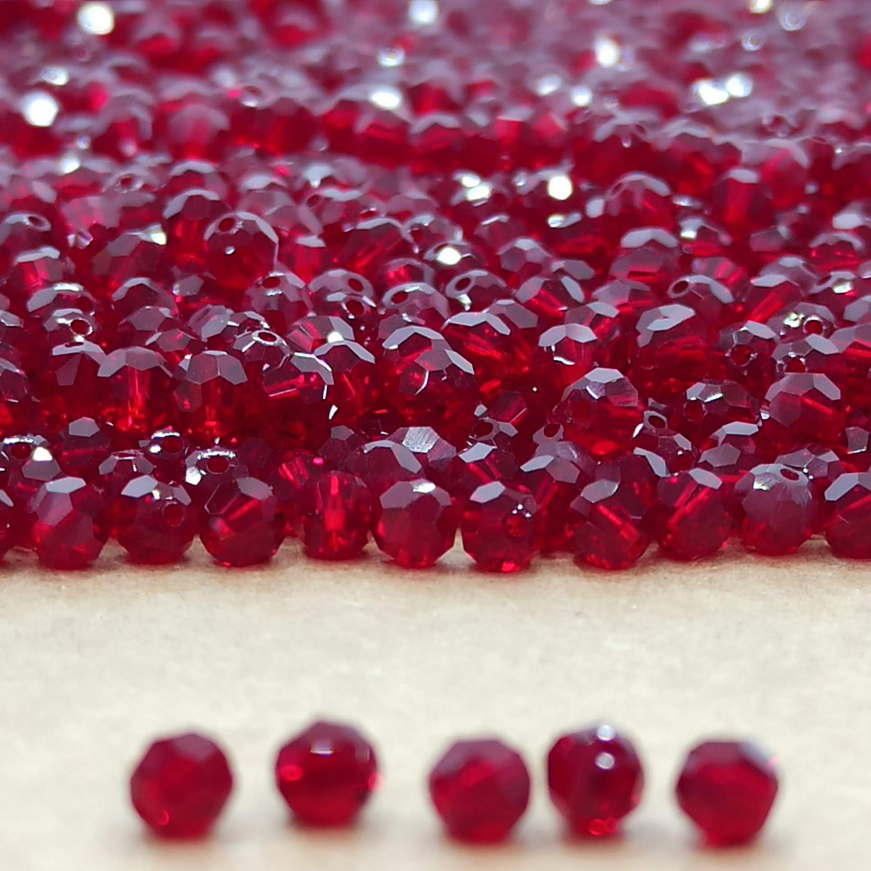 Swarovski Siam Crystal Beads: 4mm Round Red Glass Beads - Etsy