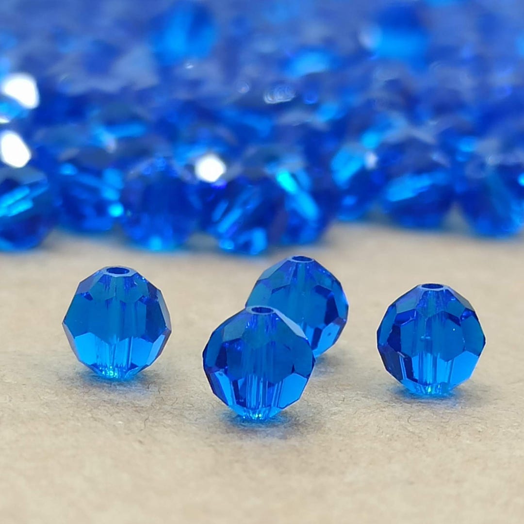 Swarovski Capri Blue Round Crystal Beads, Navy Blue Beads, 6mm Round ...