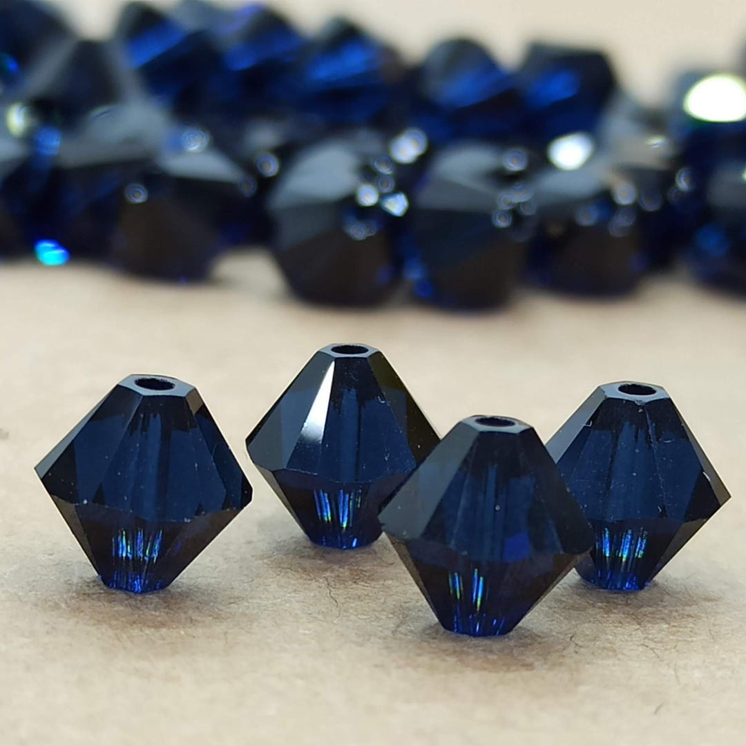 Swarovski Dark İndigo Crystal Bicone Beads, Dark Blue Beads, Dark Blue ...