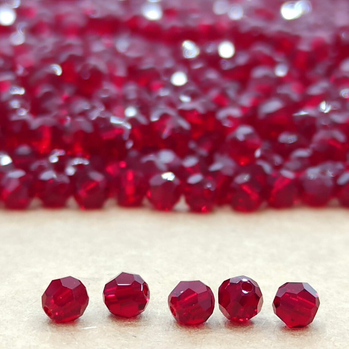 Swarovski Siam Crystal Beads: 4mm Round Red Glass Beads - Etsy