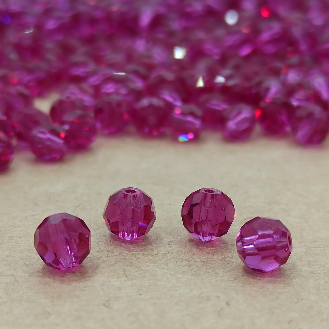 Swarovski Fuschia Crystal Beads: Hot Pink Round 6mm - Etsy