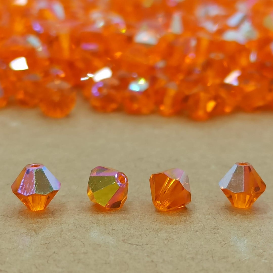 Swarovski Sun AB Crystal Bicone Beads, 6mm Iridescent Orange - Etsy