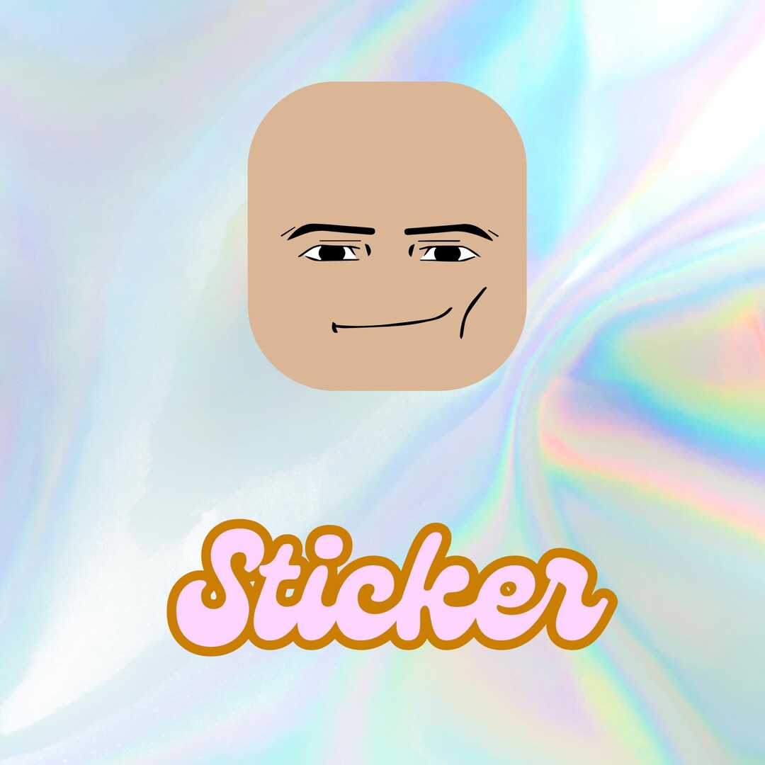 Roblox Inspired Man Face Funny Sticker - Kiss-cut Sticker, Decal ...