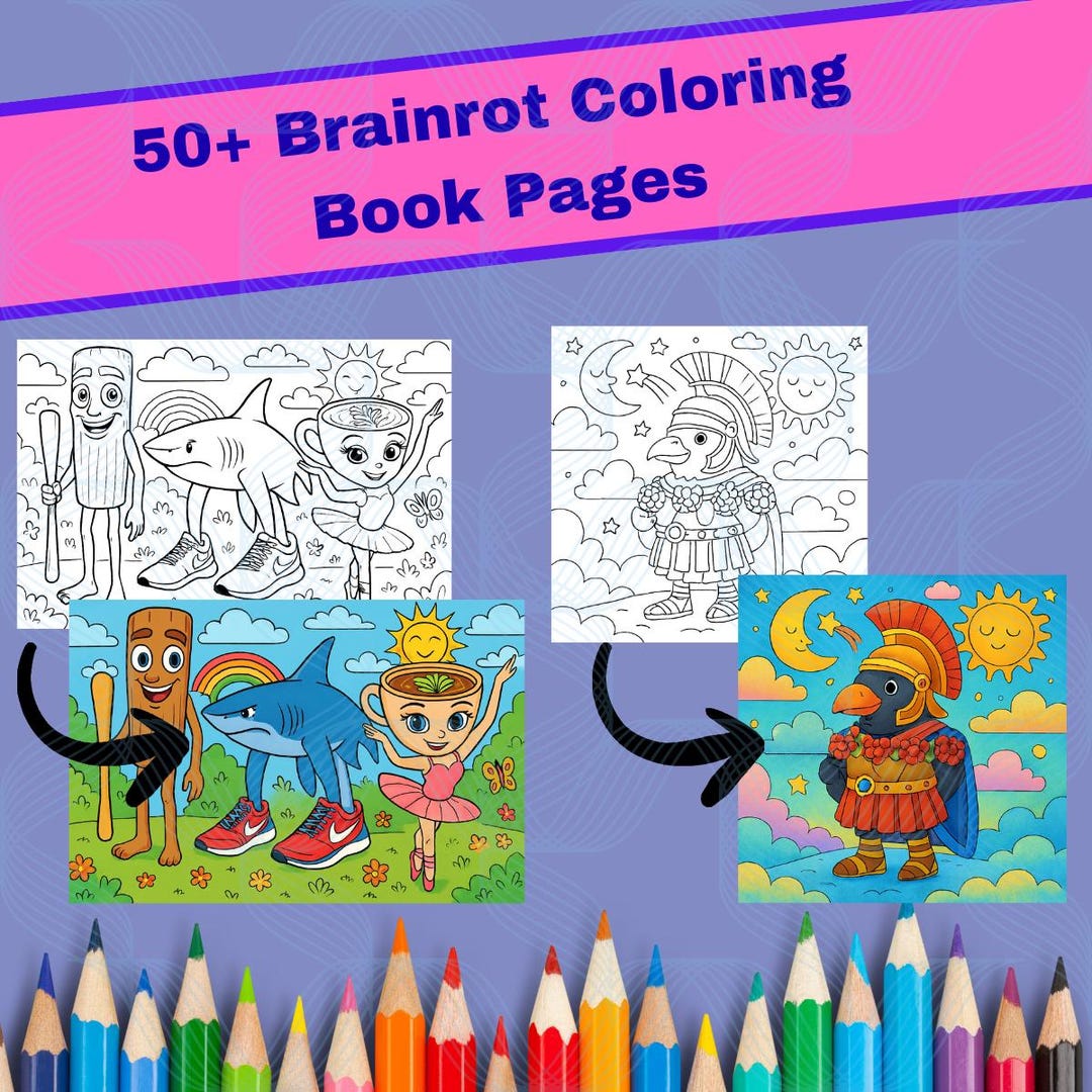 Italian Brainrot Coloring Pages: 50+ Unique Designs (digital Download ...