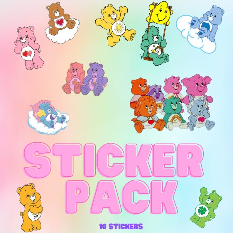 Carebear Original Cartoon Sticker Sheets Fun Sticker Pack for ...