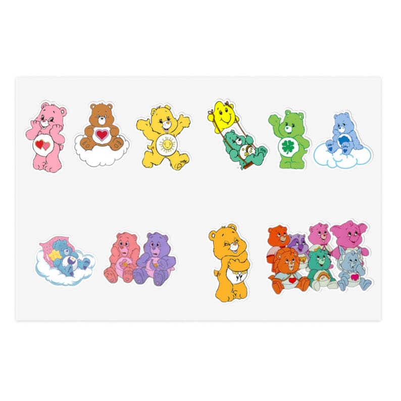 Carebear Original Cartoon Sticker Sheets Fun Sticker Pack for ...
