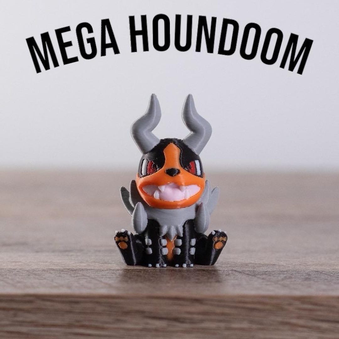 3D Printed Mega Houndoom Pokeprint Mini Pokemon Anime - Etsy