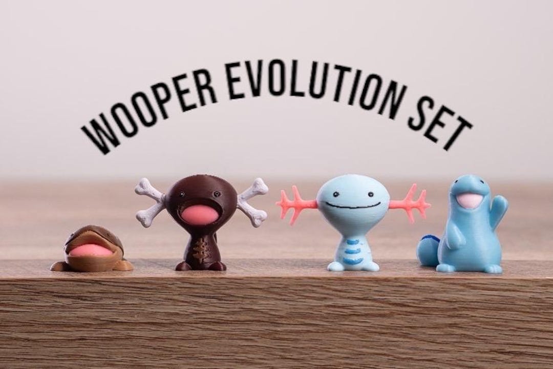 3D Printed Wooper, Quagsire, Paldean Wooper and Clodsire Evolution Set ...