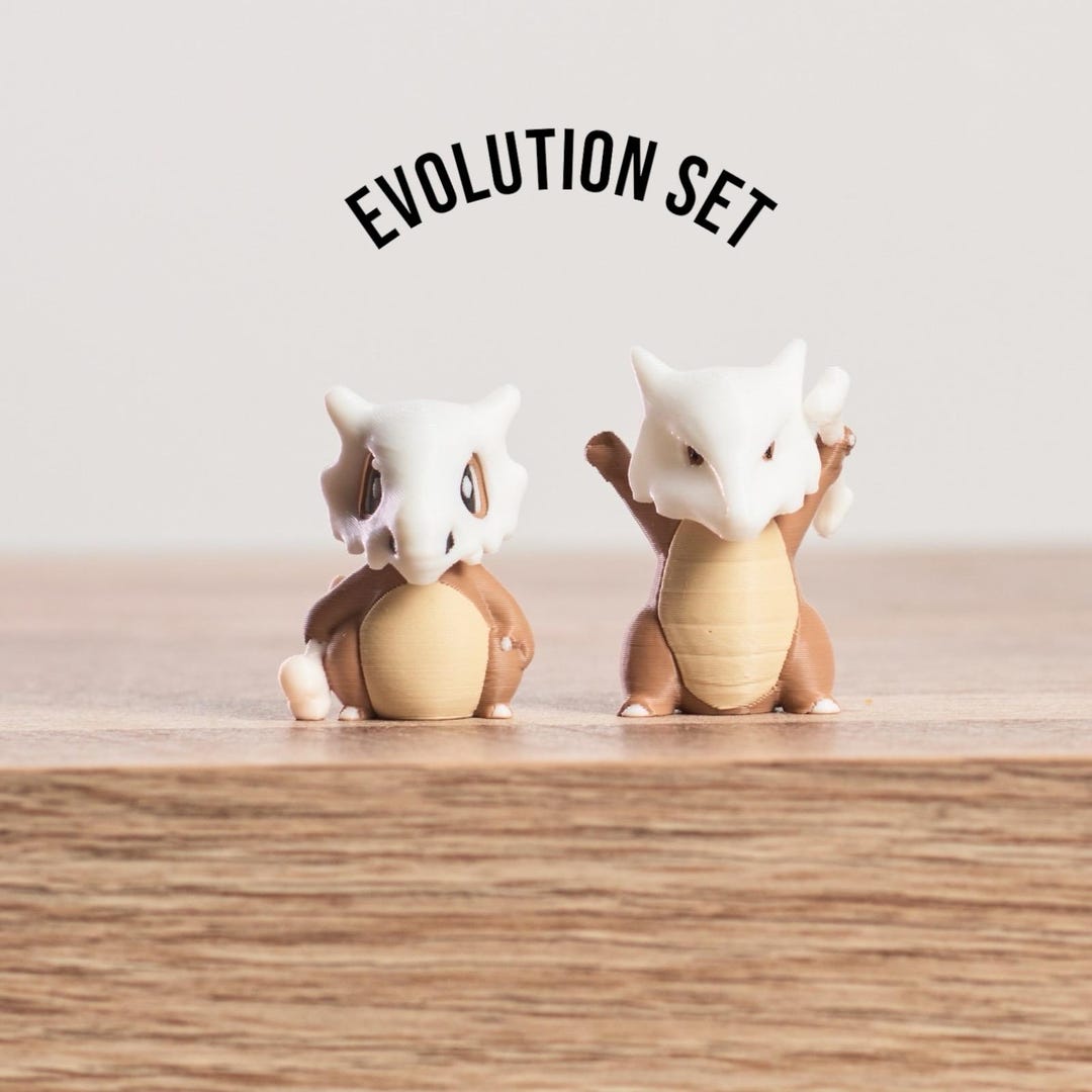3D Printed Cubone and Marowak Evolution Set Pokeprints Mini Pokemon ...