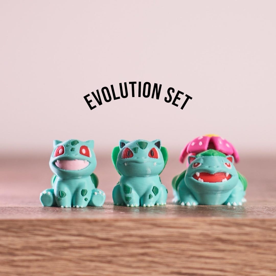 3D Printed Bulbasaur, Ivysaur, and Venusaur Evolution Set Pokeprints ...