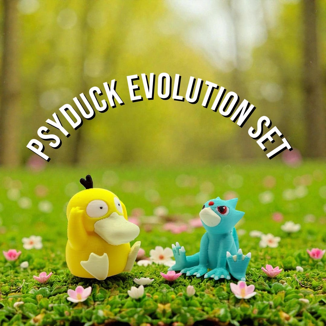 3D Printed Psyduck and Golduck Evolution Pokeprint Set Mini Pokemon ...