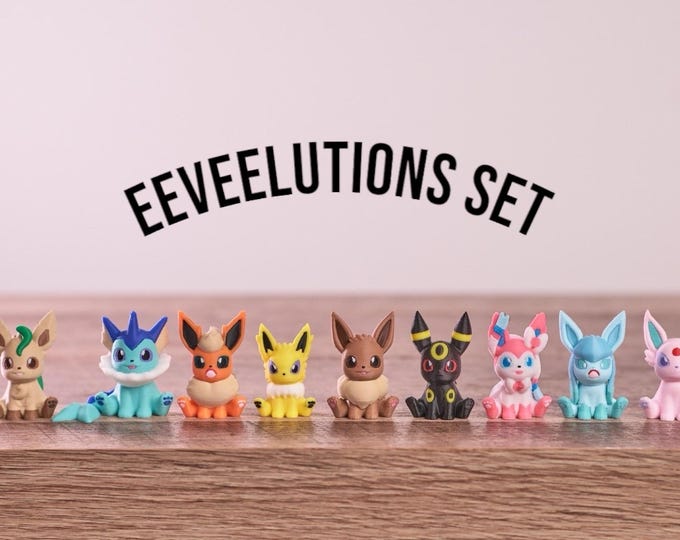 3D Printed Complete Eeveelutions Set Pokeprint Mini Pokemon Eevee ...