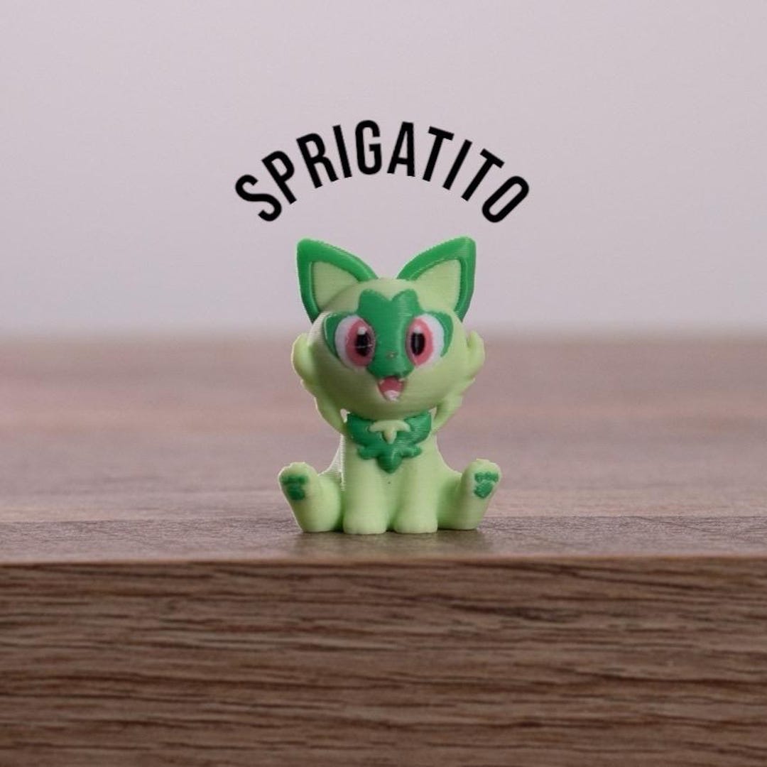 3D Printed Sprigatito Pokeprint Mini Pokemon Anime - Etsy