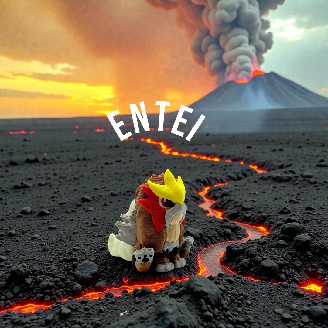 3D Printed Entei Pokeprint Mini Pokemon Anime - Etsy