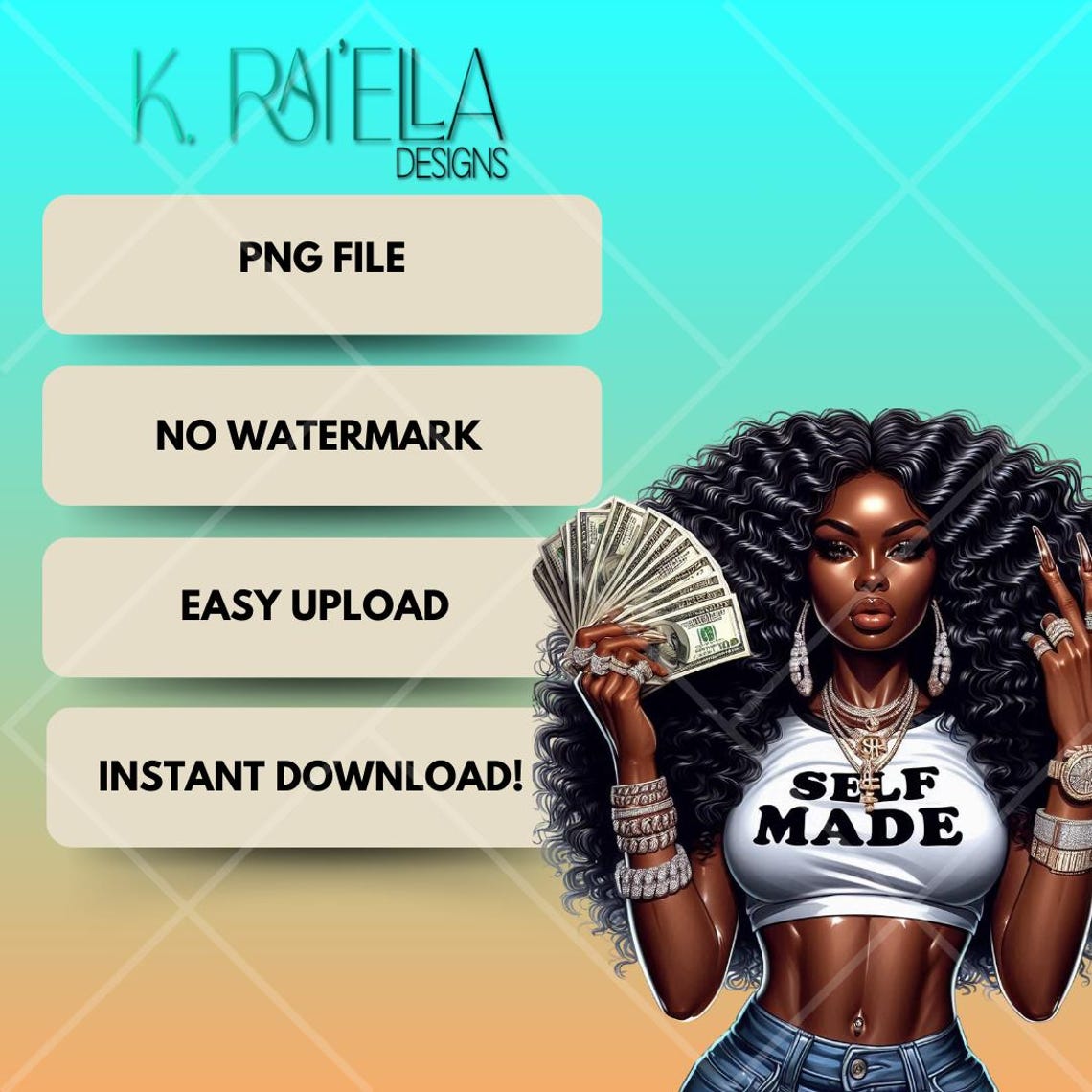 Boujee Babe Clipart, Cute Black Girl PNG, Chibi Art, PNG Clipart, SVG ...