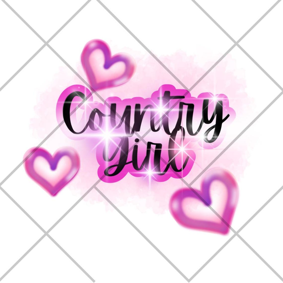 Pink Country Girl Word Art, Airbrush Png, 90s Airbrush Png, Y2k ...