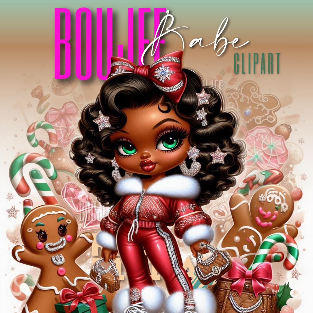 Christmas Boujee Clipart, Cute Black Girl, Chibi Art, PNG Clipart, SVG ...
