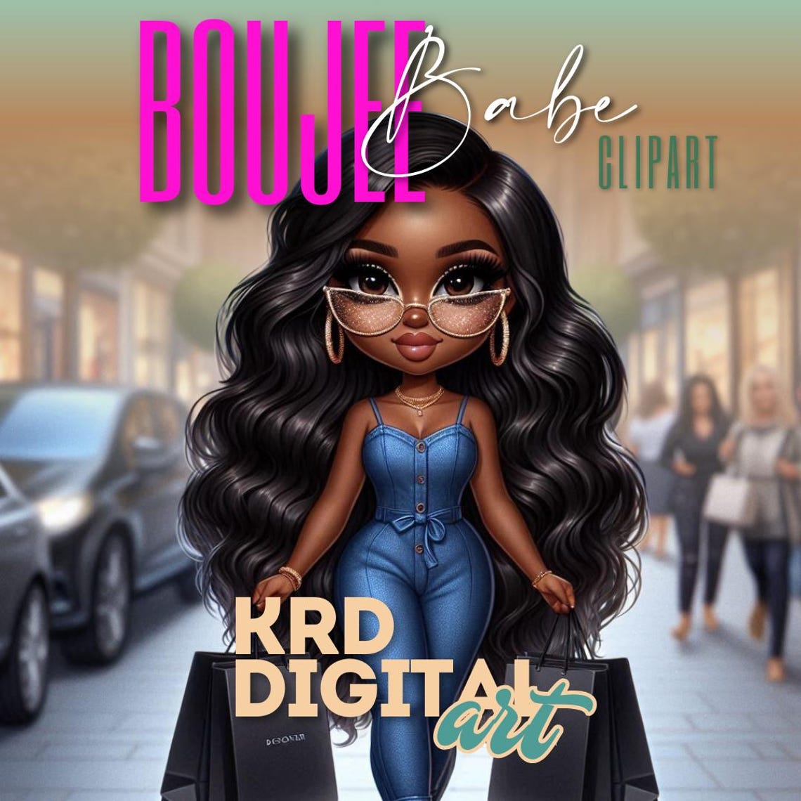 Boujee Babe Clipart, Cute Black Girl PNG, Chibi Art, PNG Clipart, SVG ...