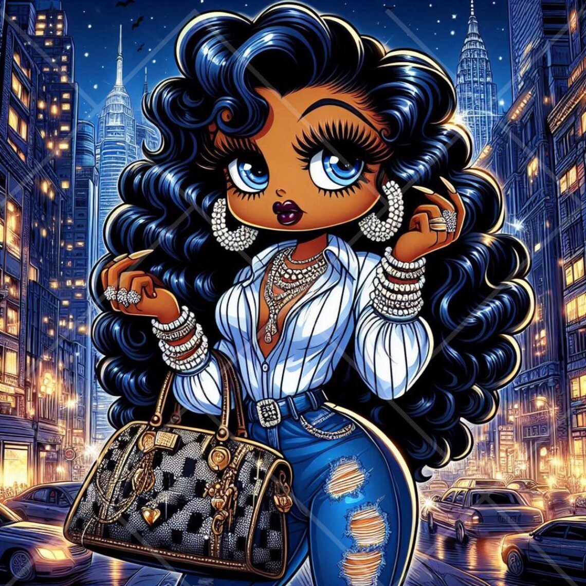 Boujee Betty Boop Clipart, Cute Black Girl PNG, Chibi Art, PNG Clipart ...