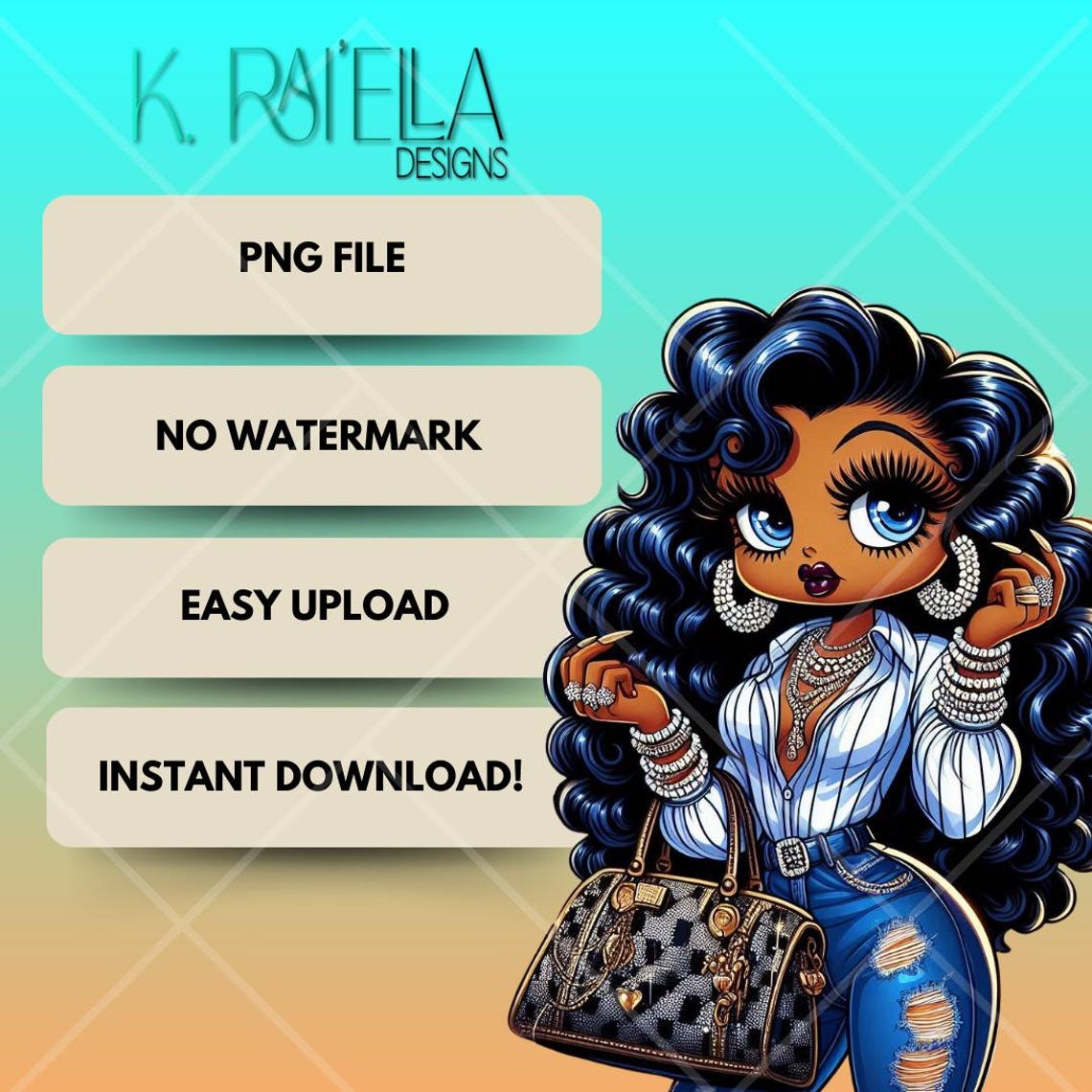 Boujee Betty Boop Clipart, Cute Black Girl PNG, Chibi Art, PNG Clipart ...