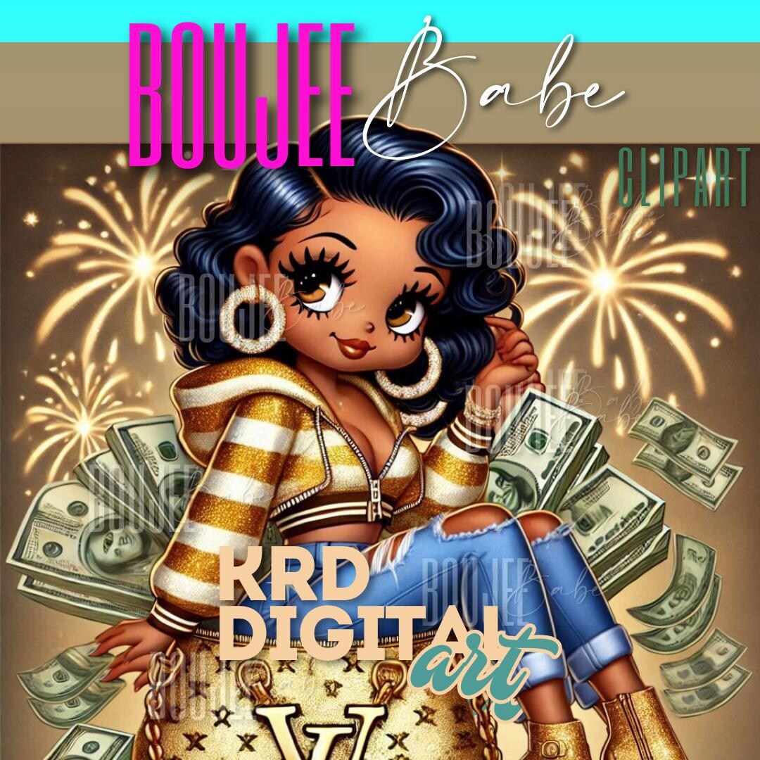 NYE Boujee Clipart, New Year 2025, Cute Black Girl, Chibi Art, PNG ...