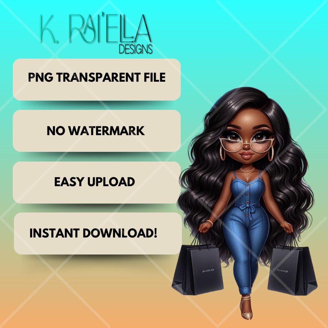 Boujee Babe Clipart, Cute Black Girl PNG, Chibi Art, PNG Clipart, SVG ...