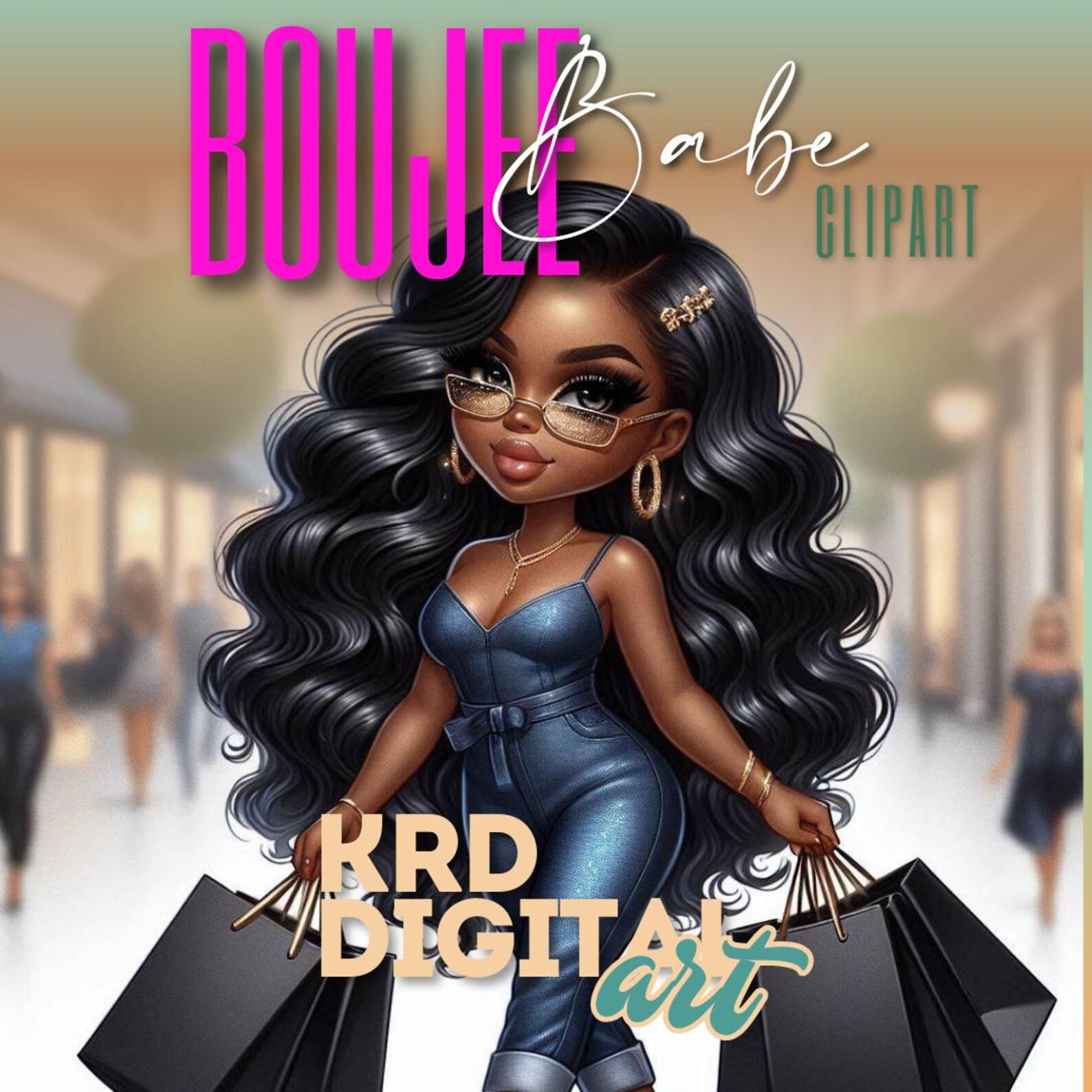 Boujee Babe Clipart, Cute Black Girl PNG, Chibi Art, PNG Clipart, SVG ...