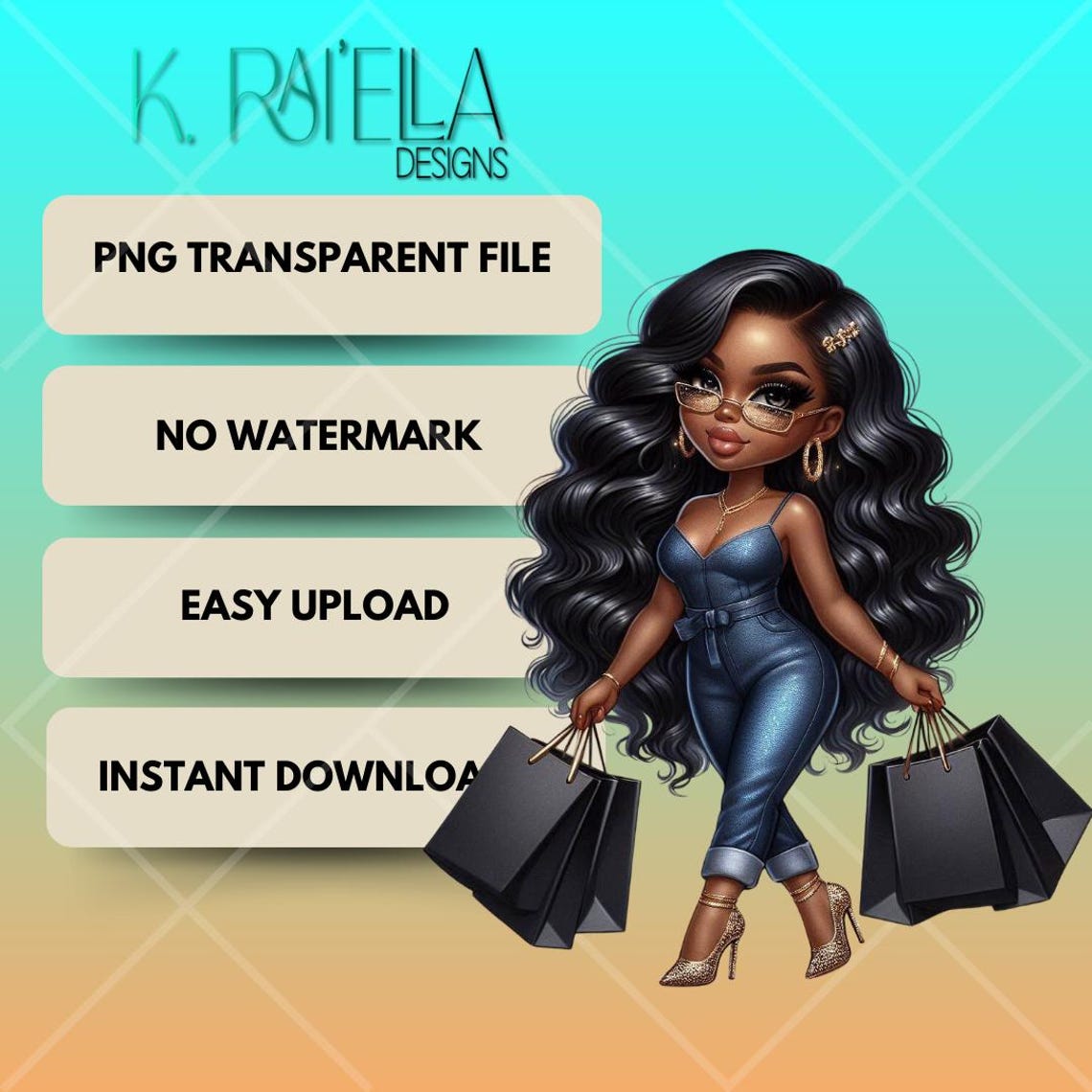 Boujee Babe Clipart, Cute Black Girl PNG, Chibi Art, PNG Clipart, SVG ...