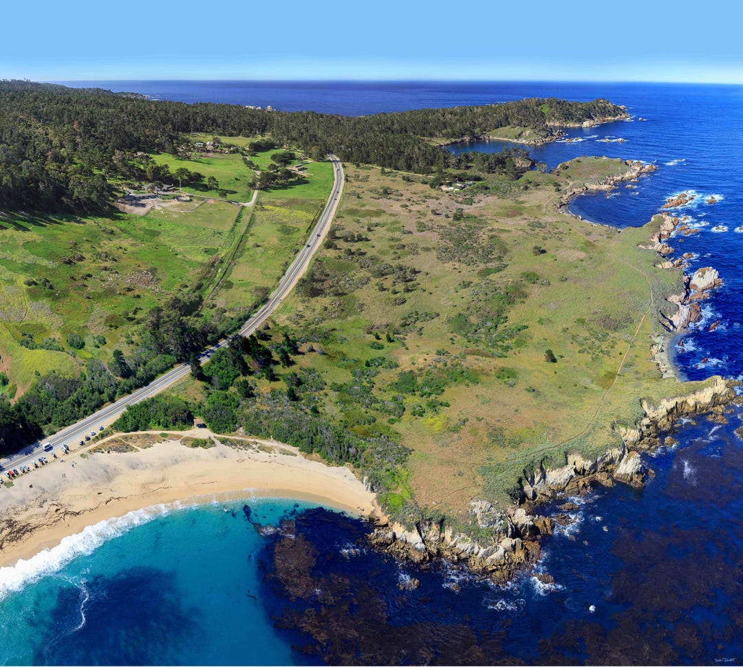 Aerial Photography, Point Lobos Park. Title- Happy Hiker Framed . Metal ...