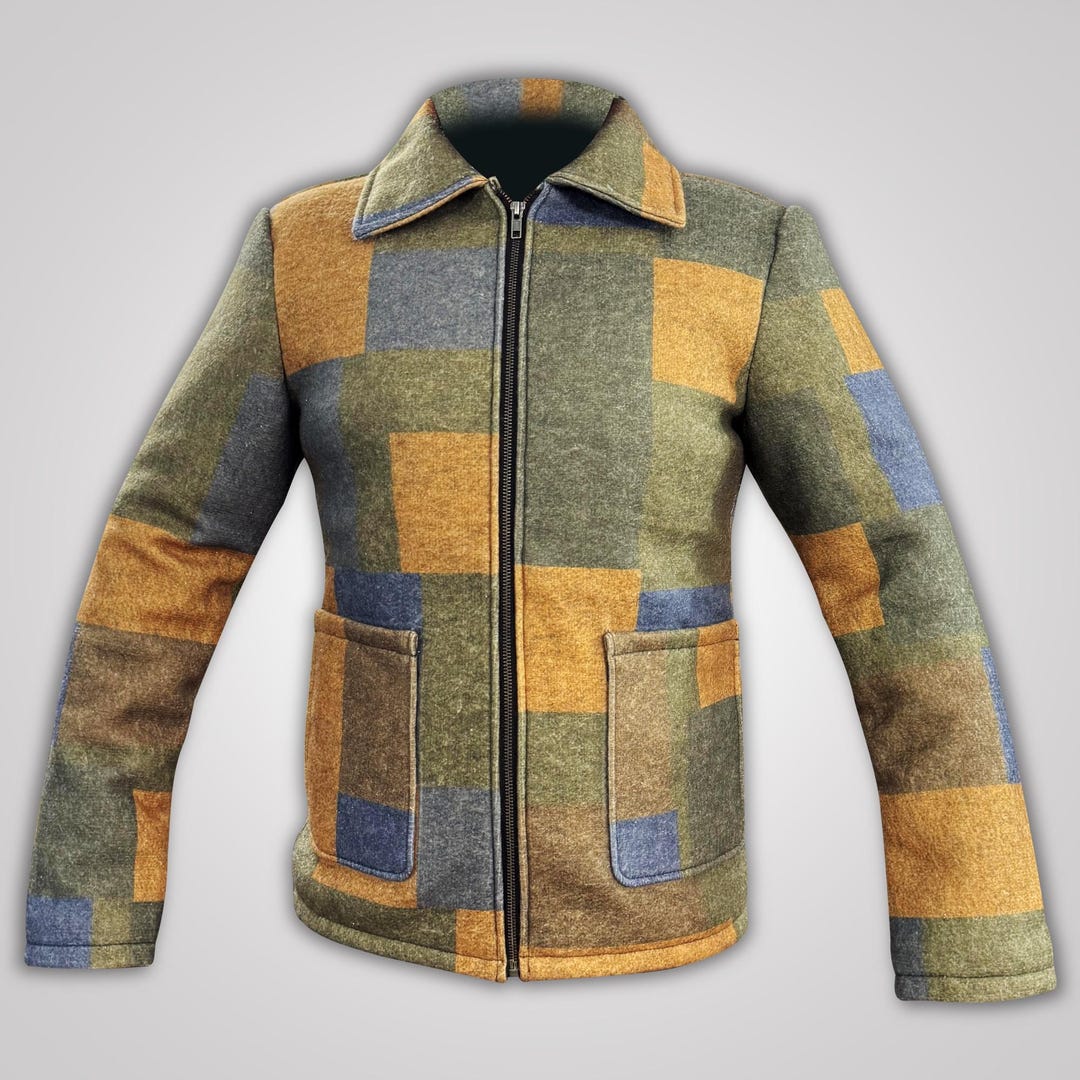 Handmade Plaid Style Wool Jacket for Men the Bear Jacket Checkered ...