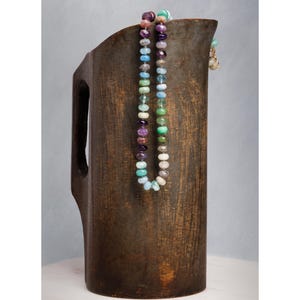 Multi Gemstone Necklace: Silk Knotted, Amethyst, Opal, Aquamarine ...