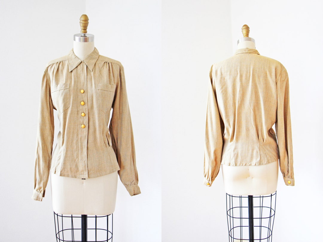 1940s Deadstock Rayon Blouse Vintage 40s Top Warm Neutral RARE Swedish ...